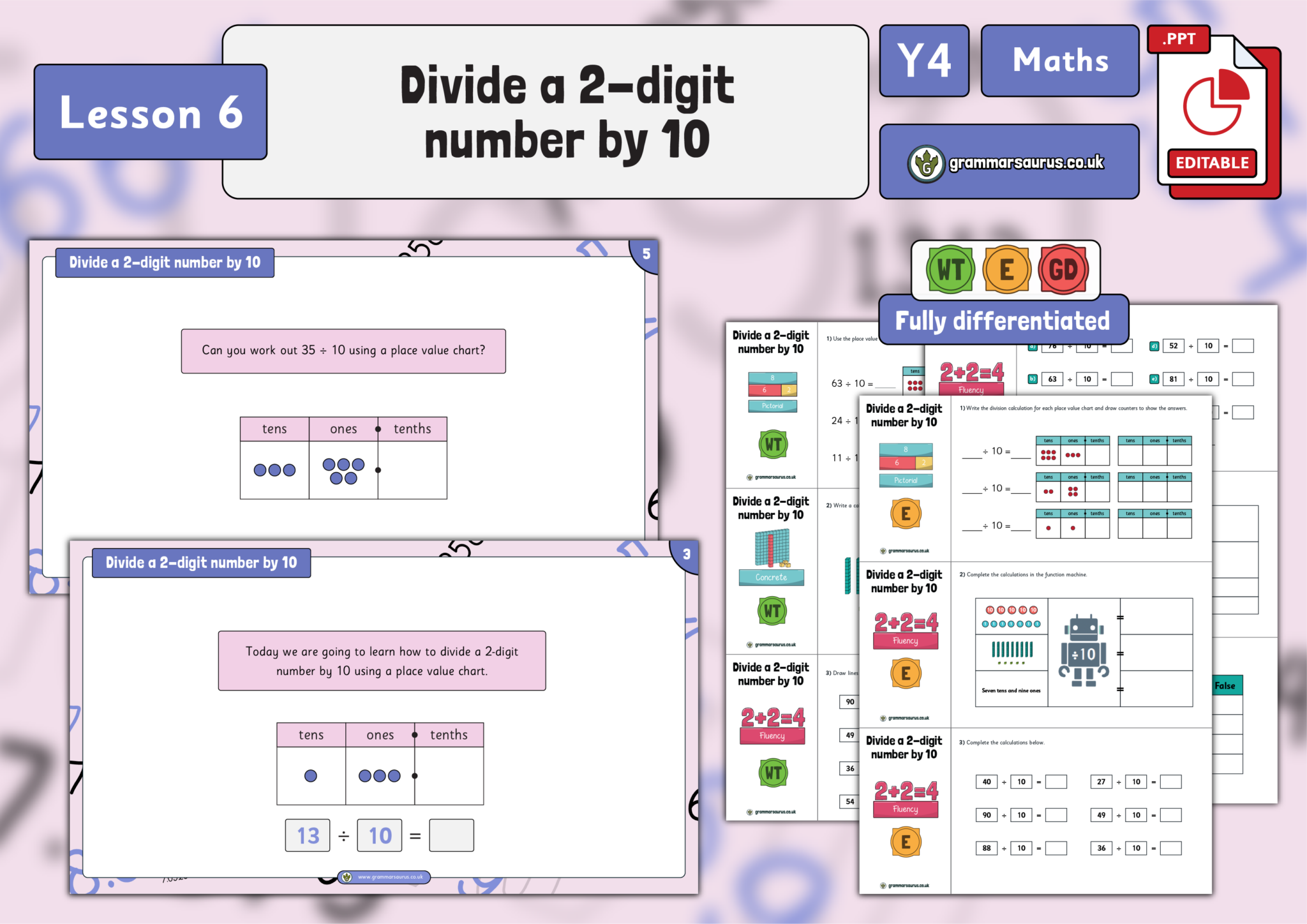 Year 4 Decimals - Dividing a 2-digit number by 10 - Lesson 6 ...