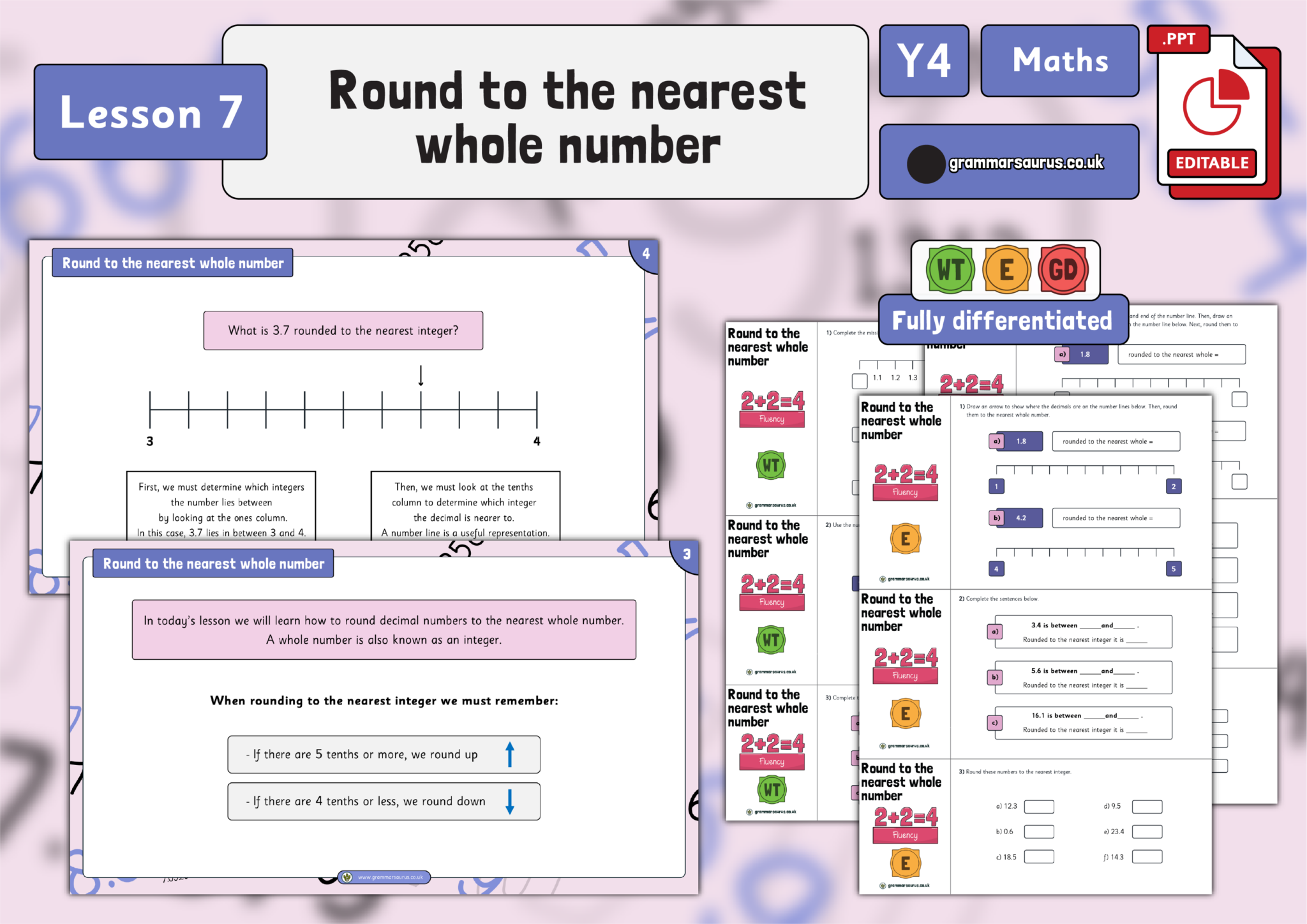 Year 4 Decimals (part 2) - Round to the nearest whole number - Lesson 7 ...
