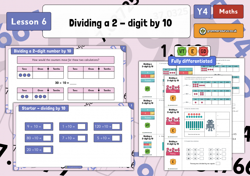 Year 4 Decimals - Dividing a 2-digit number by 10 - Lesson 6 ...