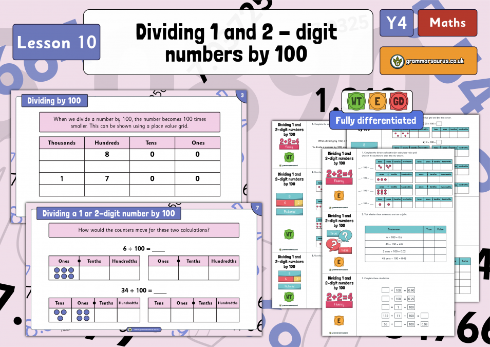 Year 4 Decimals - Dividing a 1 or 2-digit number by 100 - Lesson 10 ...