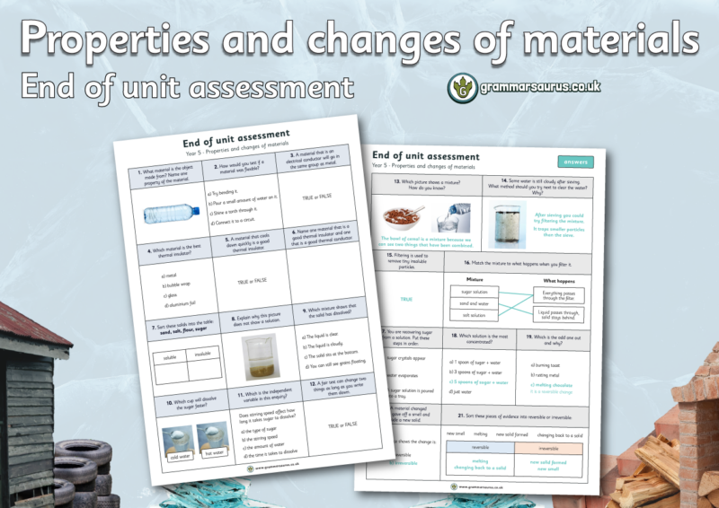 Year 5 Science - Properties and changes of materials – End of unit ...