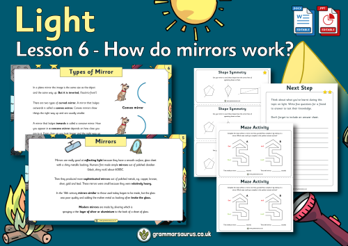 Year 3 Science - Light - How do mirrors work? Lesson 6 - Grammarsaurus