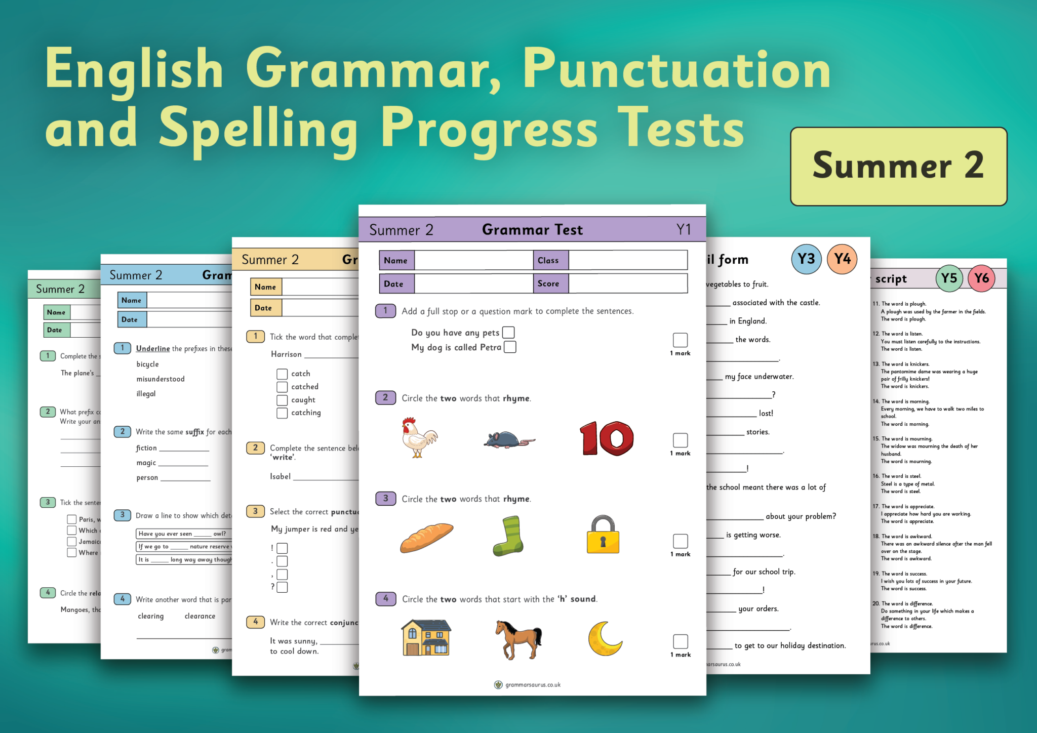Year 2 English Grammar, Punctuation and Spelling Progress Tests ...