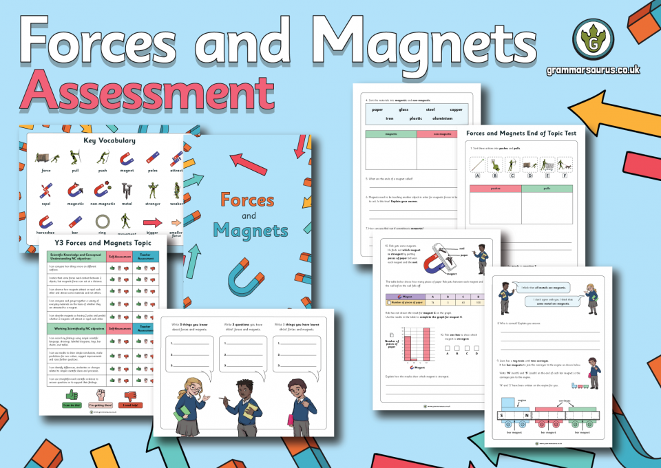 Year 3 Science - Forces and Magnets - Assessment Pack - Grammarsaurus