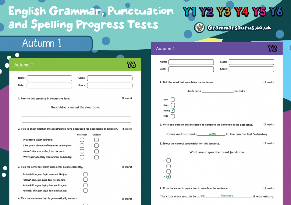 Year 2 - sPaG - Page 3 of 9 - Grammarsaurus