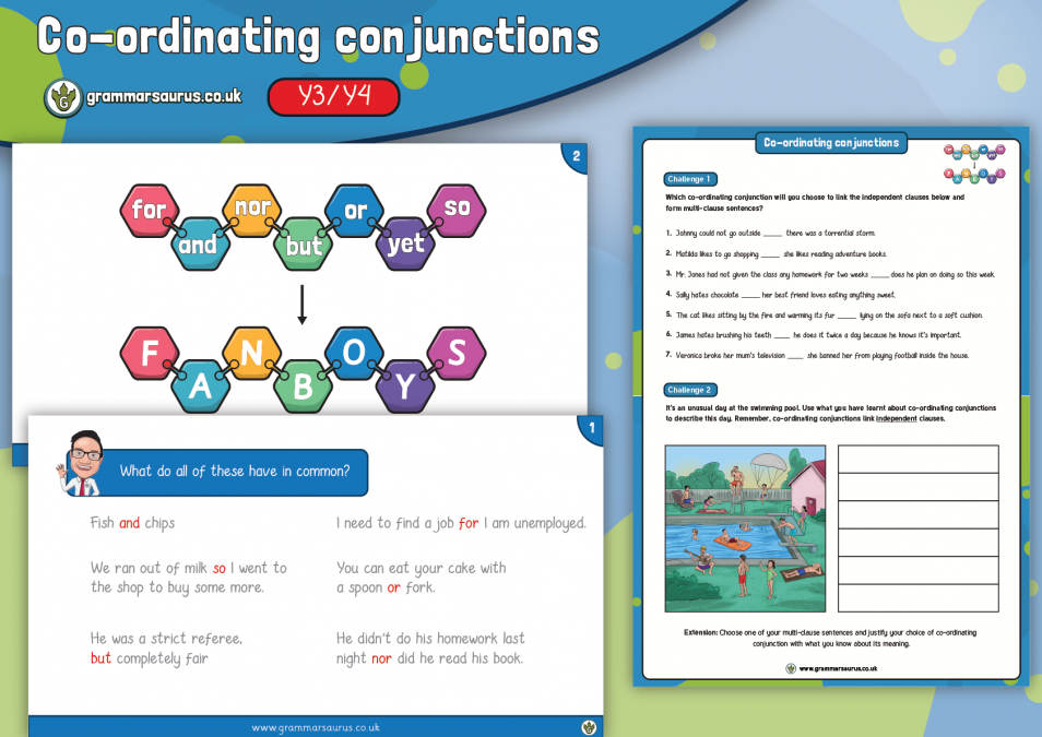 Year 3 4 Co Ordinating Conjunctions Resource Pack Grammarsaurus
