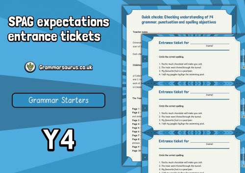 Year 4 Grammar Starters - Grammarsaurus