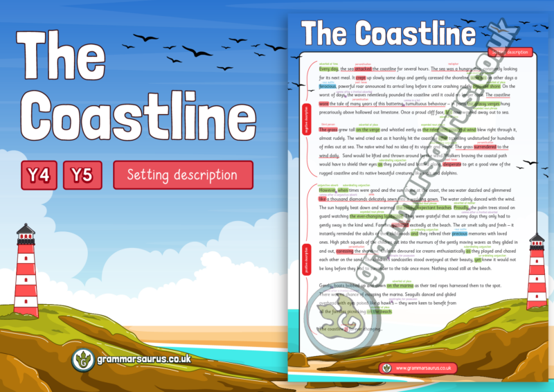 Year 4 Model Text - Setting description - The Coastline - Grammarsaurus