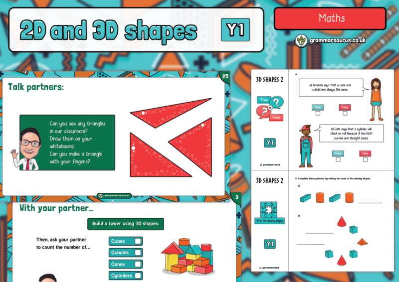 Year 1 Geometry - 2D and 3D Shapes - Grammarsaurus