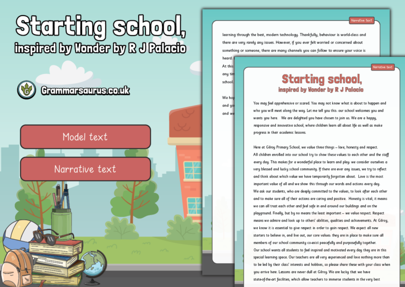 Year 6 Model Text - Narrative - Starting School - Grammarsaurus