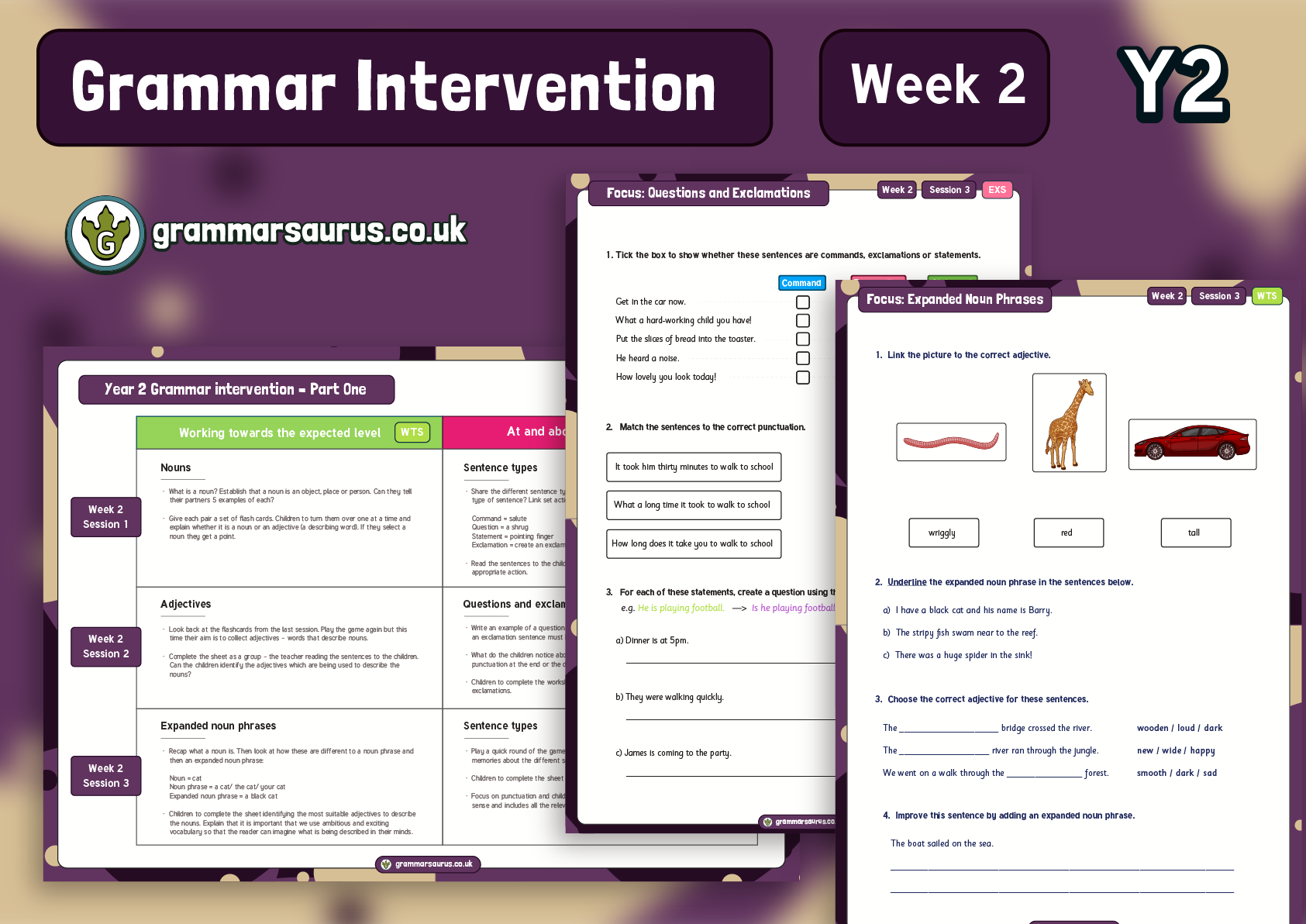 Year 2 Grammar Intervention - Week 2 - Grammarsaurus