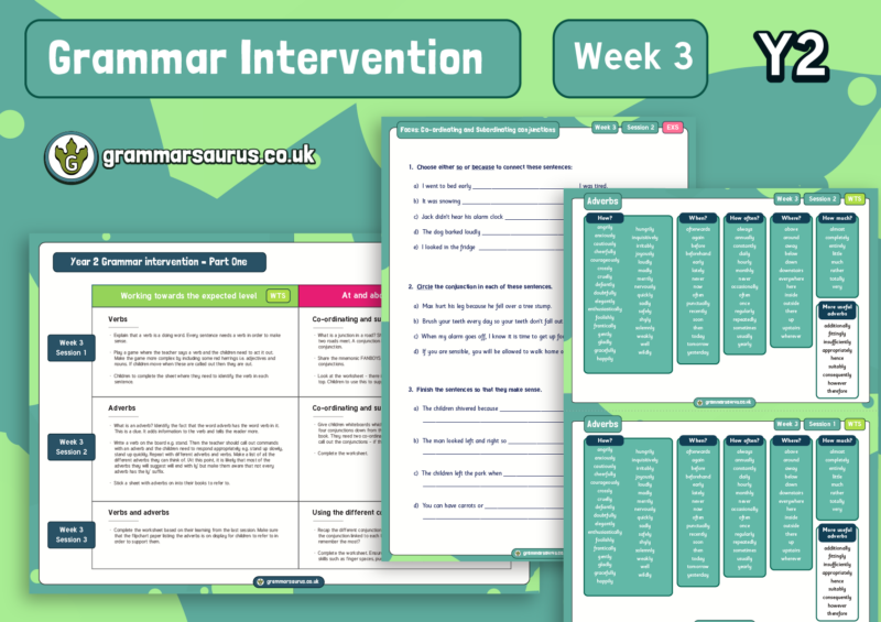 Year 2 Grammar Intervention - Week 3 - Grammarsaurus
