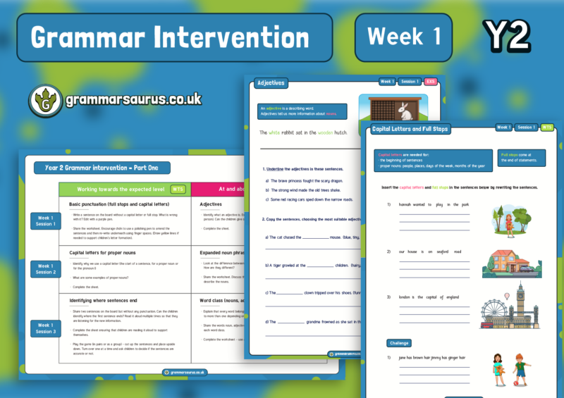 Year 2 Grammar Intervention - Week 1 - Grammarsaurus