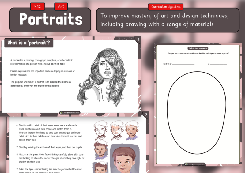 KS2 Art - Portraits Lesson Pack - Grammarsaurus