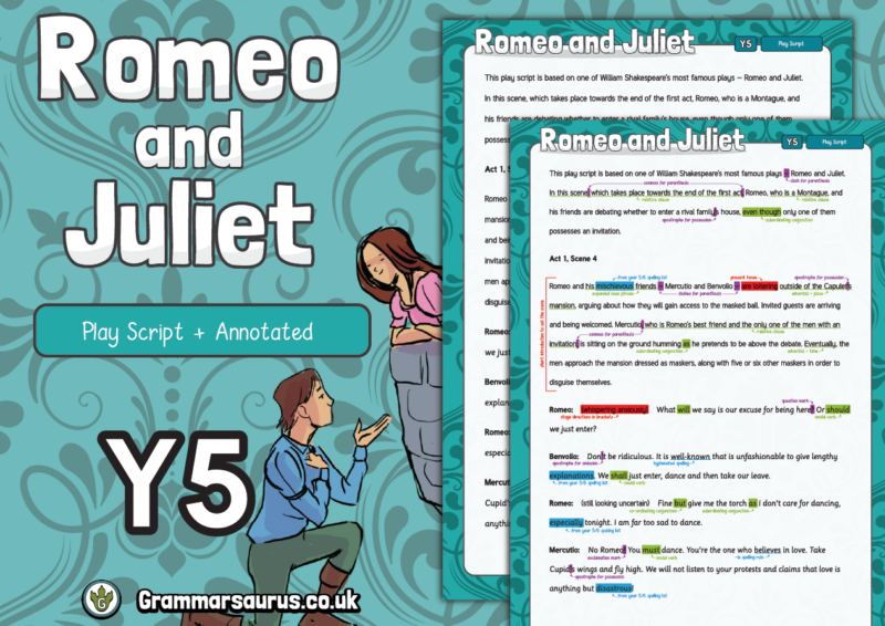Year 5 Model Text - Playscript - Romeo and Juliet - Grammarsaurus