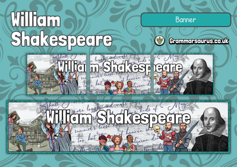 William Shakespeare Display Banner - Grammarsaurus