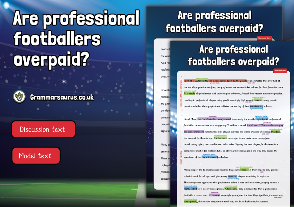 Year 6 - Model Text - Discussion - Are Professional Footballers ...