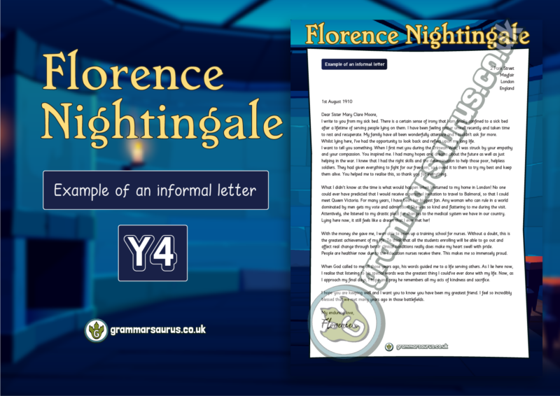 Year 4 - Creative Writing Pack - Florence Nightingale - Grammarsaurus
