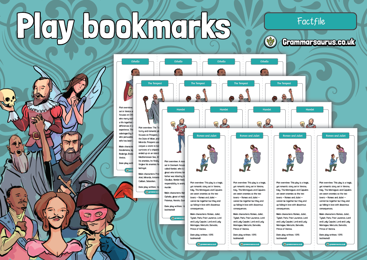 William Shakespeare - Play Bookmark Fact Files - Grammarsaurus