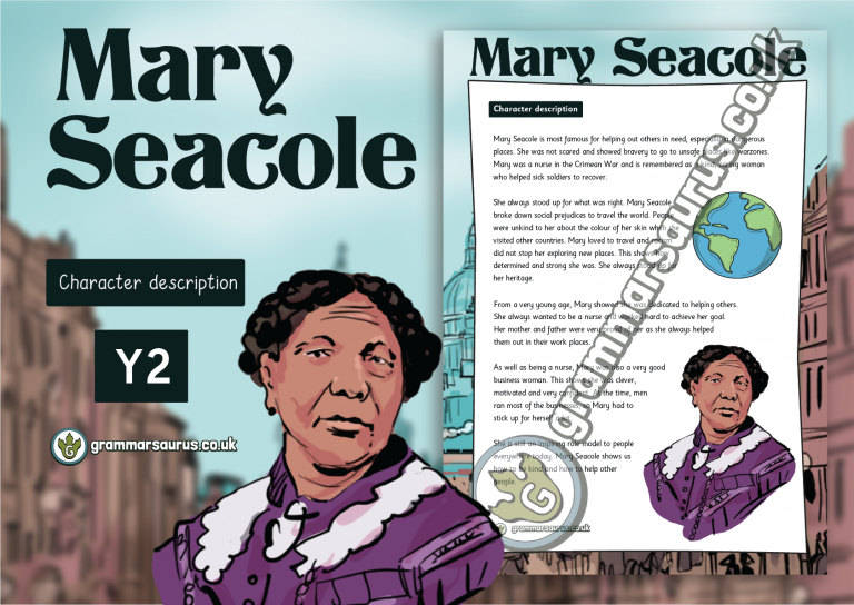 Year 2 Model Text - Character description - Mary Seacole - Grammarsaurus