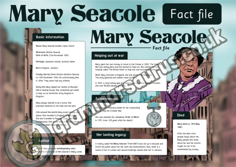 Year 3/4 Fact File - Mary Seacole - Grammarsaurus