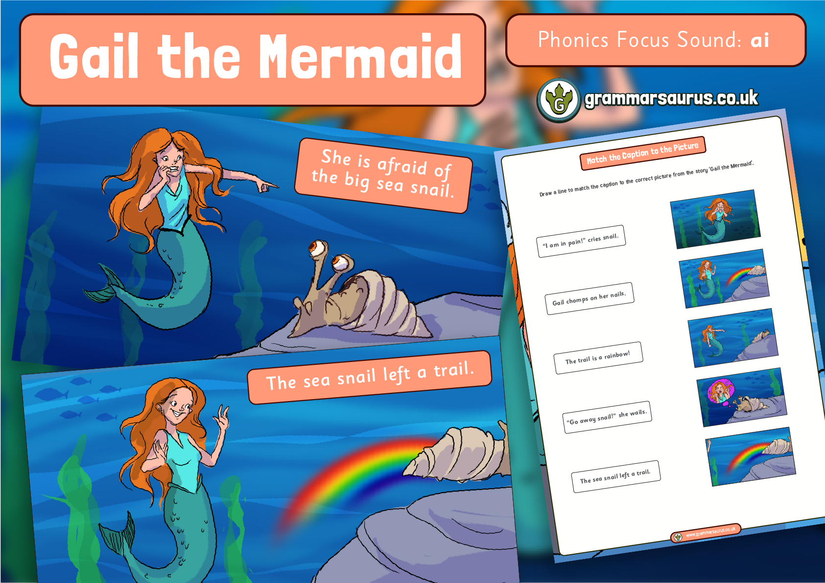 KS1 - Gail the Mermaid (ai) Phonics Pack - Grammarsaurus