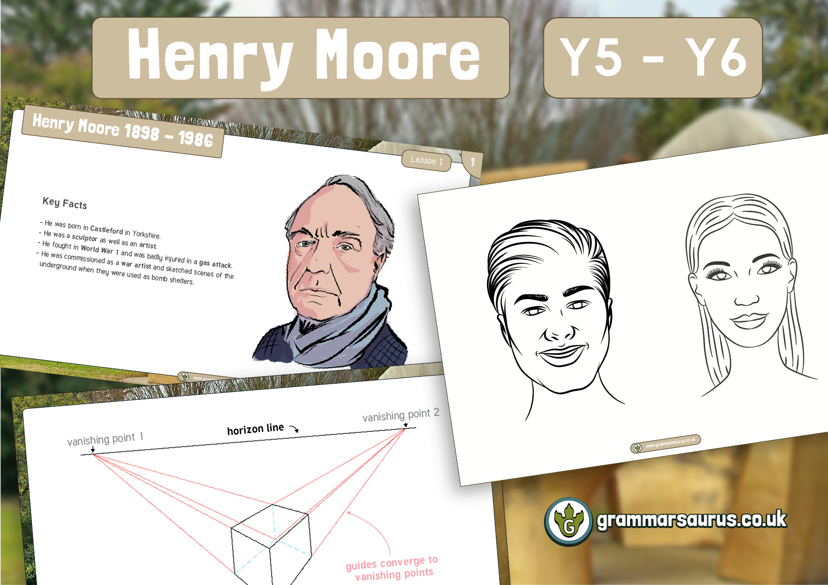 Year 5/6 Art - Henry Moore - Lessons 1-5 Pack - Grammarsaurus