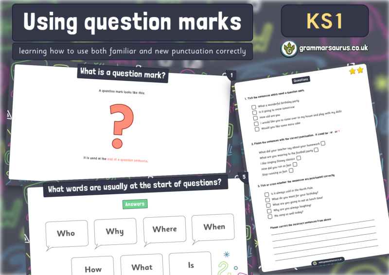 Year 1 SPaG - Question Marks Lesson Pack - Grammarsaurus
