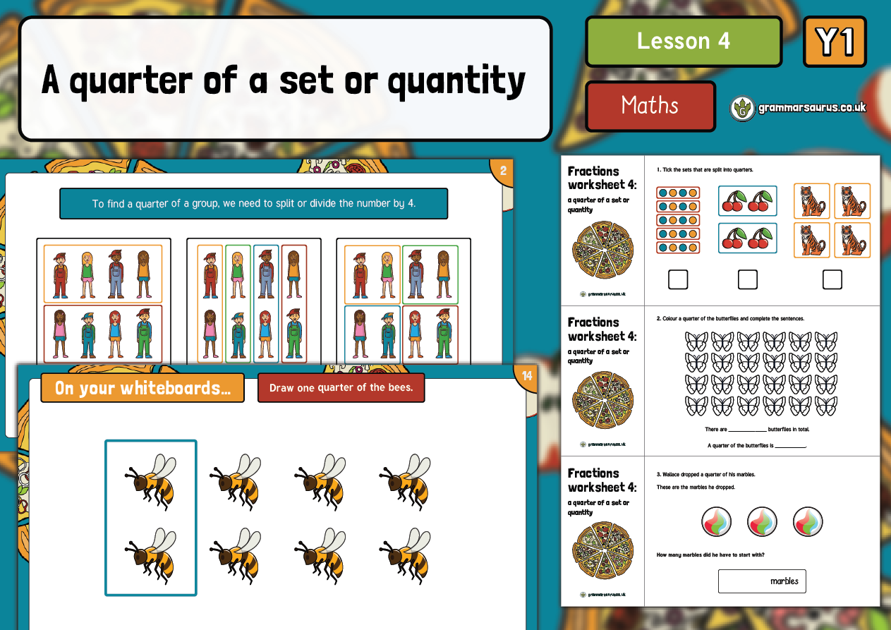 Year 1 Fractions - A Quarter of a Set or Quantity - Lesson 4 ...