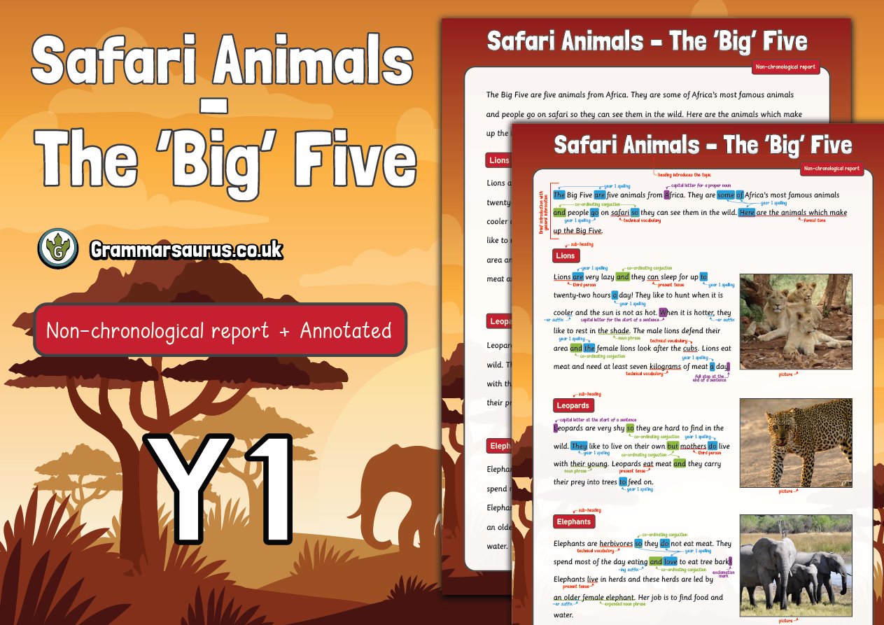 Year 1 Model Text - Non-chronological report - Safari Animals - The ...