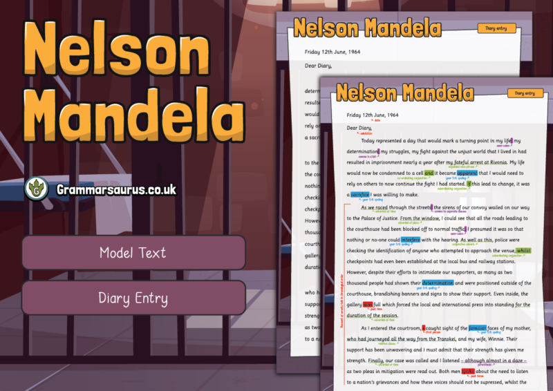 Year 6 Model Text - Diary entry - Nelson Mandela - Grammarsaurus