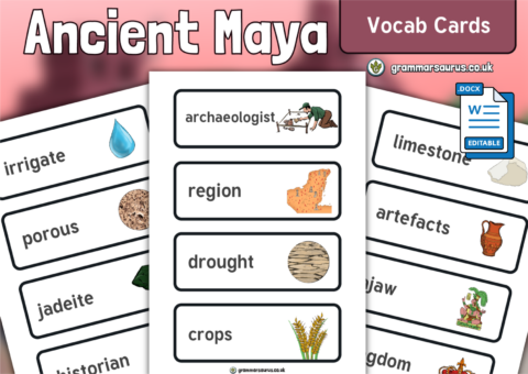 History Display Vocab Cards - Ancient Maya - Grammarsaurus