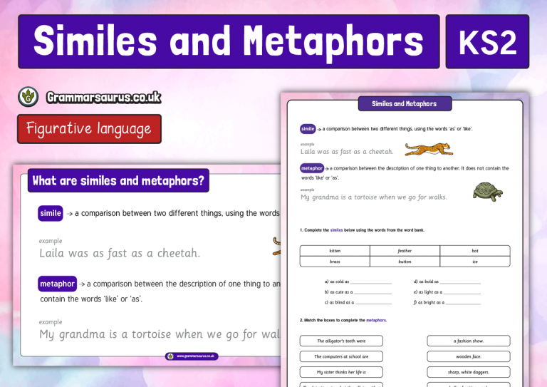 KS2 Figurative Language - Similes and Metaphors - Grammarsaurus