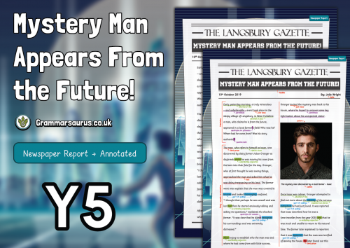Year 5 Model Text - Newspaper report - Time travel - Grammarsaurus