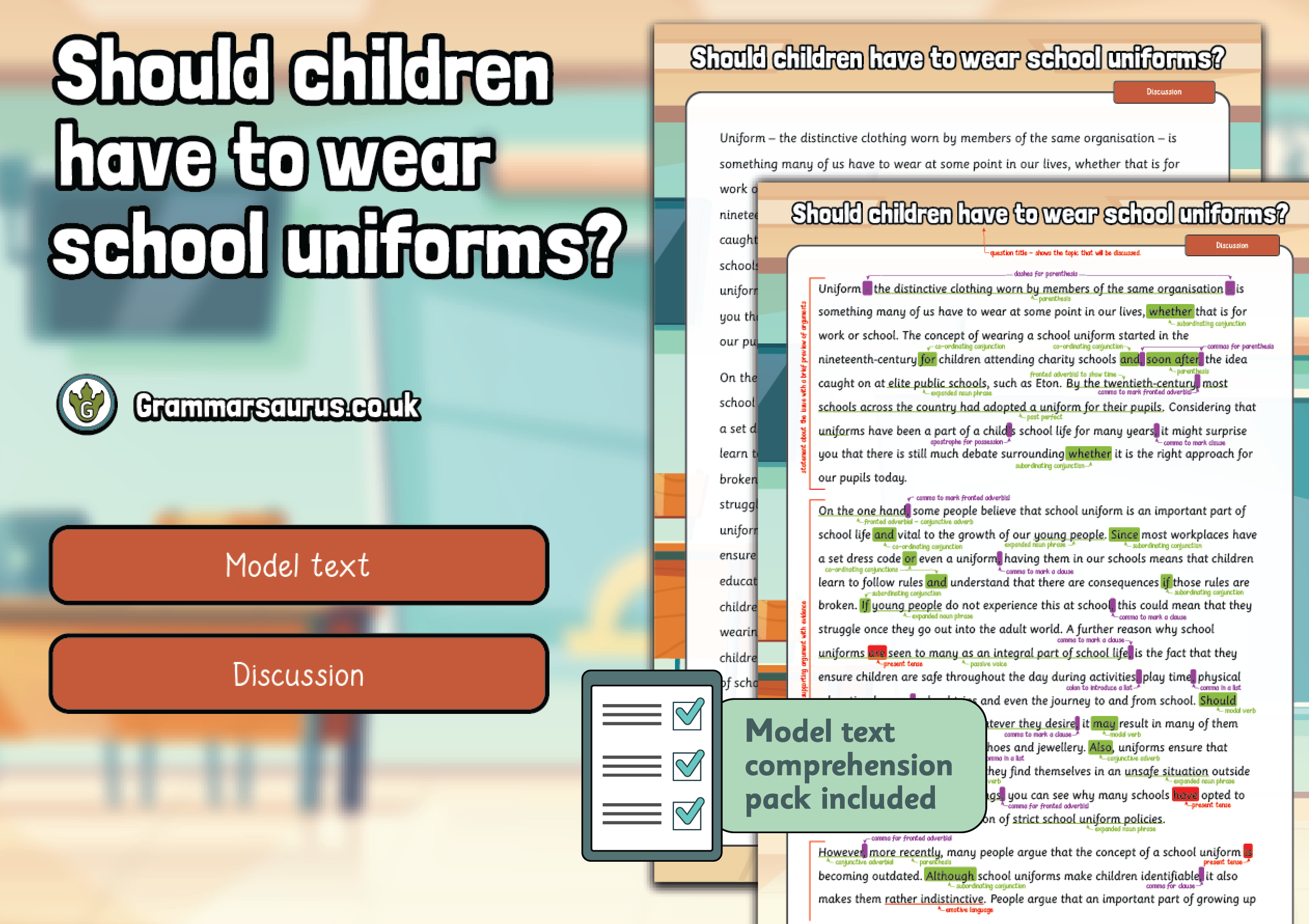 Year 6 Model Text - Discussion - Should Children Have to Wear School ...
