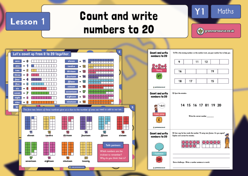 Year 1 Place Value (within 20) - Count and write numbers to 20 - Lesson ...