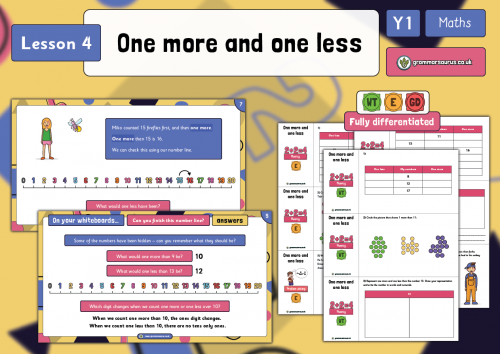 Year 1 Place Value (within 20) - One more and one less - Lesson 4 ...