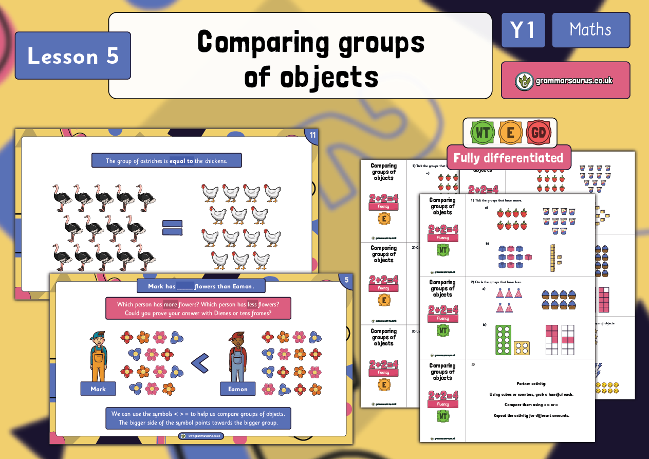 Year 1 Place Value (within 20) - Comparing groups of objects - Lesson 5 ...