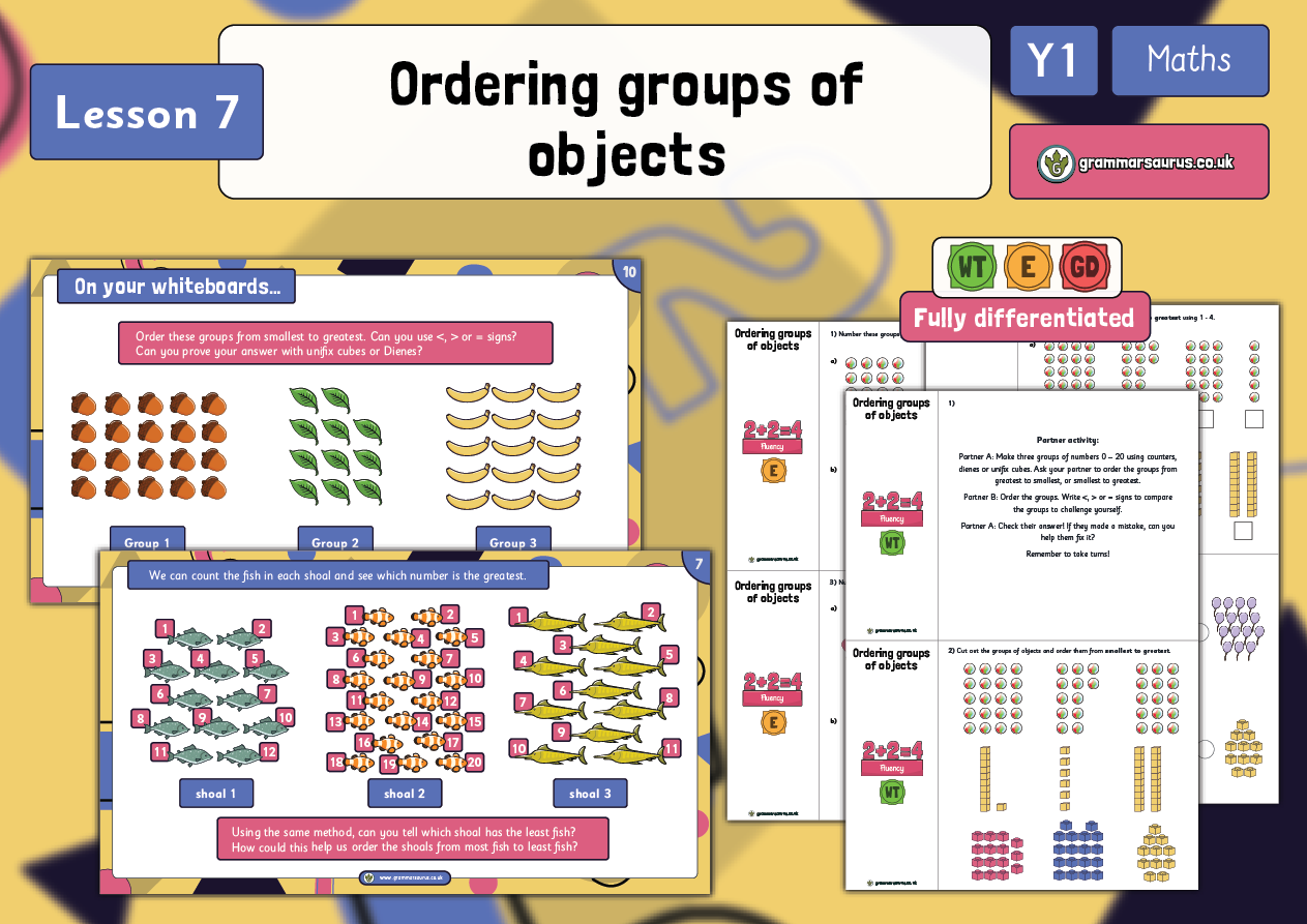 Year 1 Place Value (within 20) - Ordering groups of objects - Lesson 7 ...