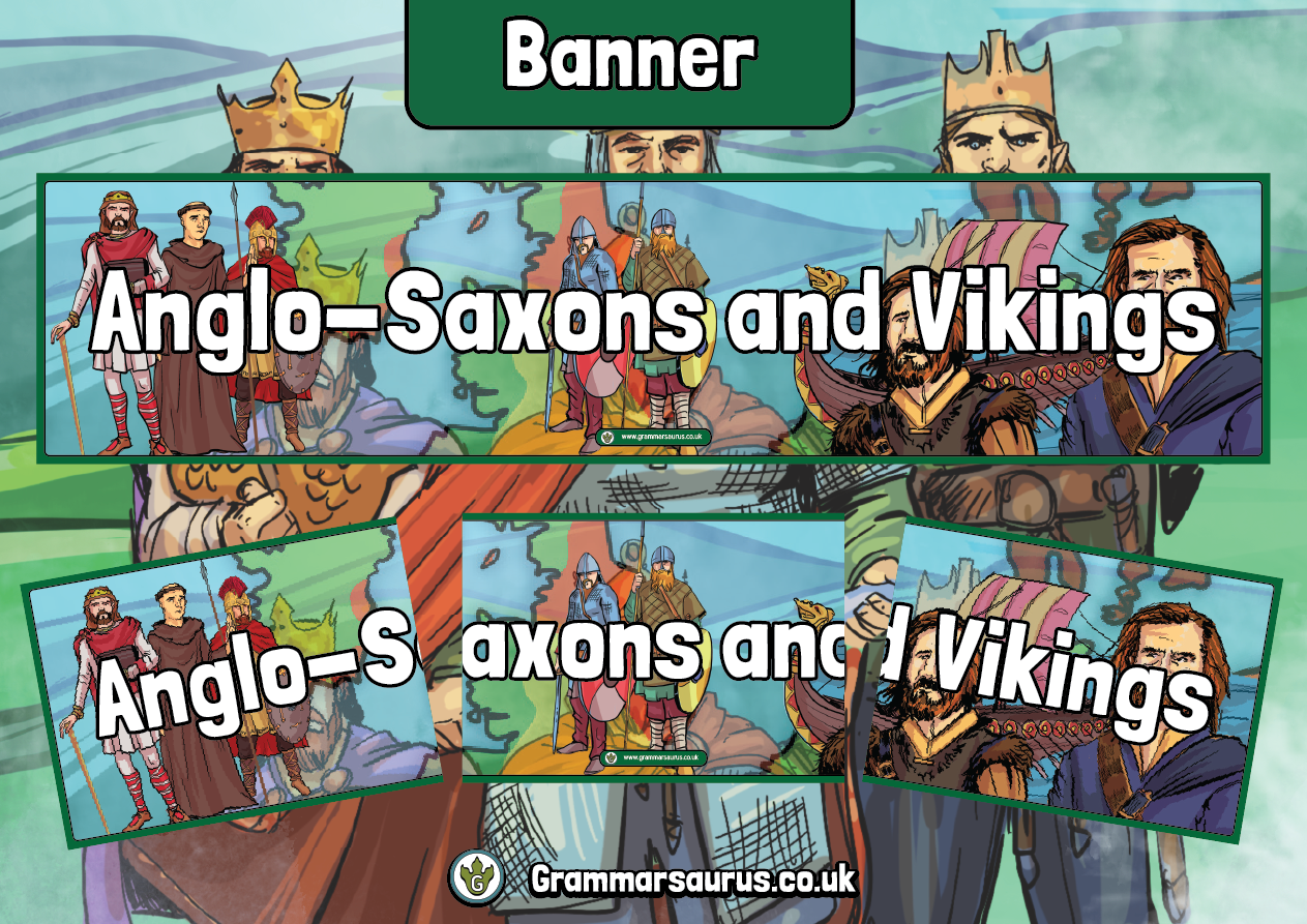 History Display Banner - Anglo-Saxons and Vikings - Grammarsaurus