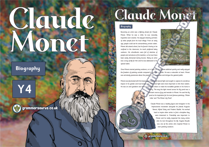 Year 4 Model Text - Biography - Claude Monet - Grammarsaurus