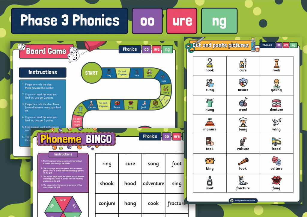 Phase 3 Phonics Phoneme Board Game Activity Pack Oo Ure And Ng Phase 3 Phonics Phoneme Board Game Activity Pack Oo Ure And Ng