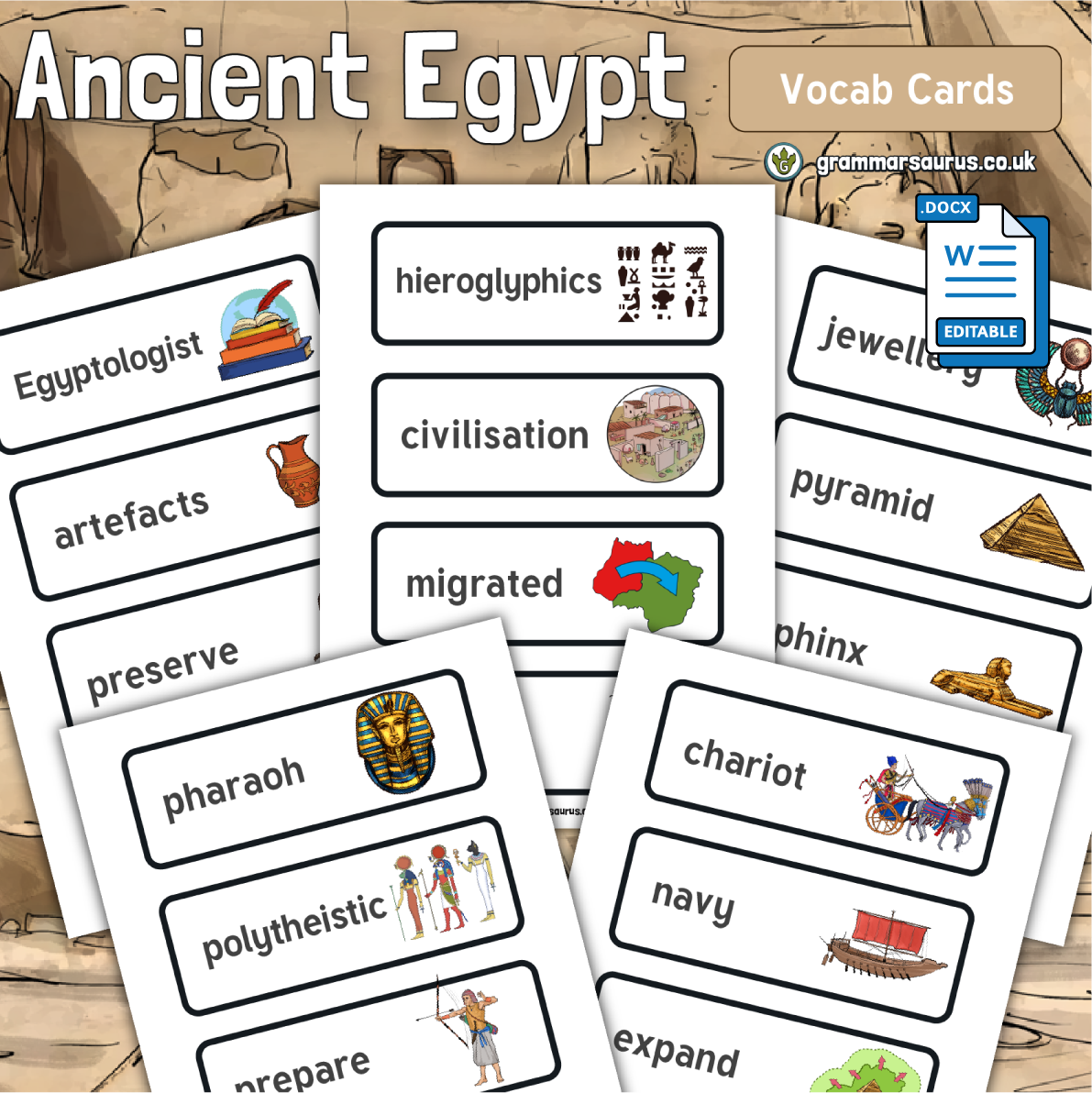 Vocab Cards SOCIAL AD - Grammarsaurus