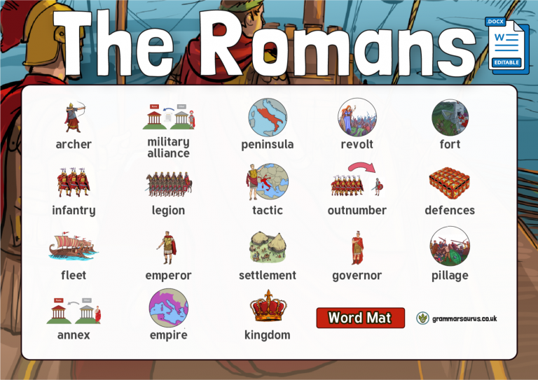 History - The Romans Word Mat - Grammarsaurus