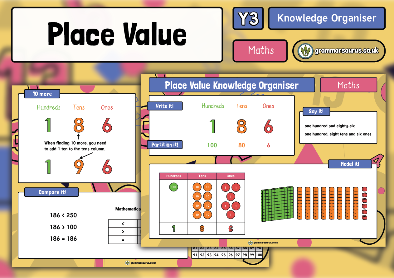 Year 3 Maths - Place Value Knowledge Organiser - Grammarsaurus