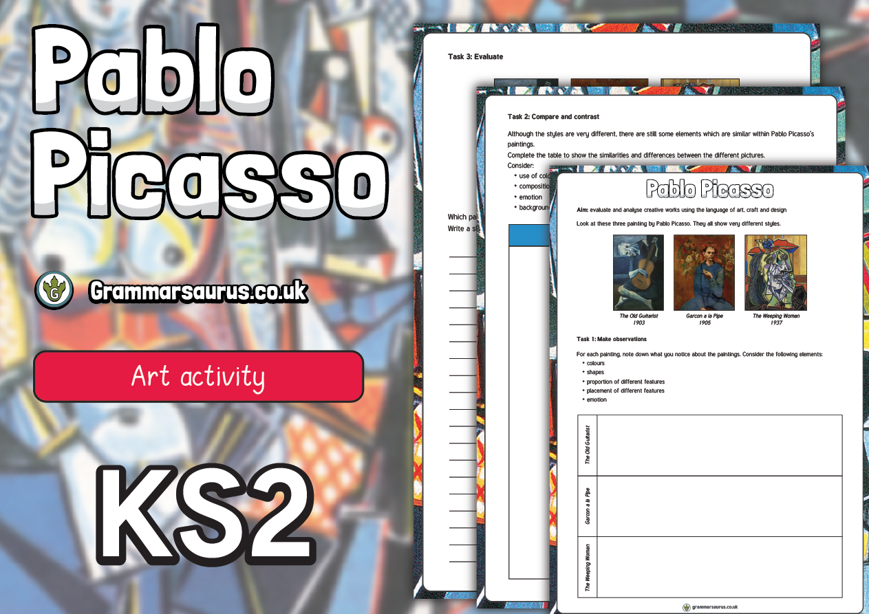 KS2 Art - Pablo Picasso - Art Activity Pack - Grammarsaurus