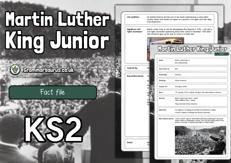 KS2 Fact File - Martin Luther King Junior - Grammarsaurus