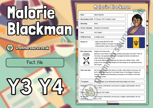 Year 3/4 Fact File - Malorie Blackman - Grammarsaurus