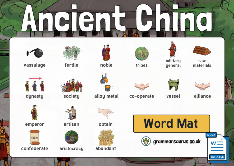 History - Editable Ancient China Word Mat - Grammarsaurus