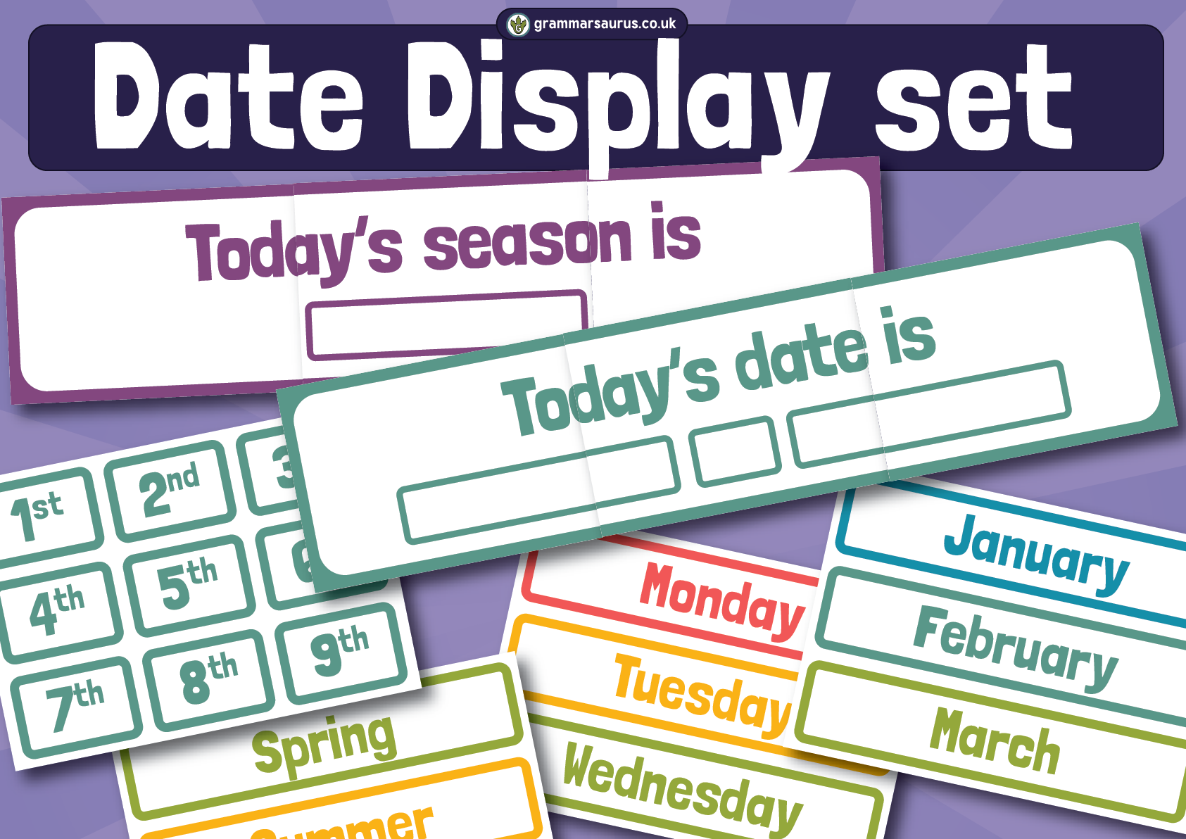 Maths Display Pack - Date Display Set - Grammarsaurus